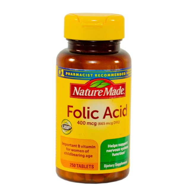 Nature Made Folic Acid 400 mcg (665 mcg DFE) Dietary Supplement- 250 ...