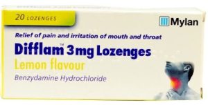 Mylan Difflam Lemon Flavoured 3mg Lozenges X 20 for Mouth & Throat Pain ...